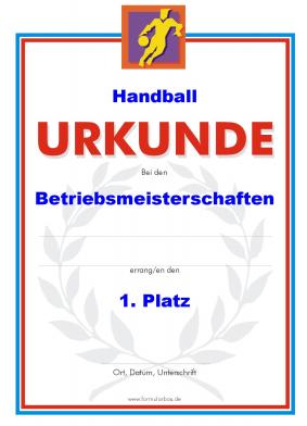 Urkunde Handball | zum Ausdrucken